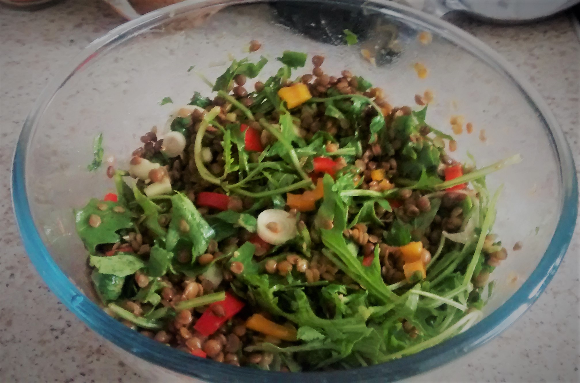 Lentils, rocket & tomatoes salad